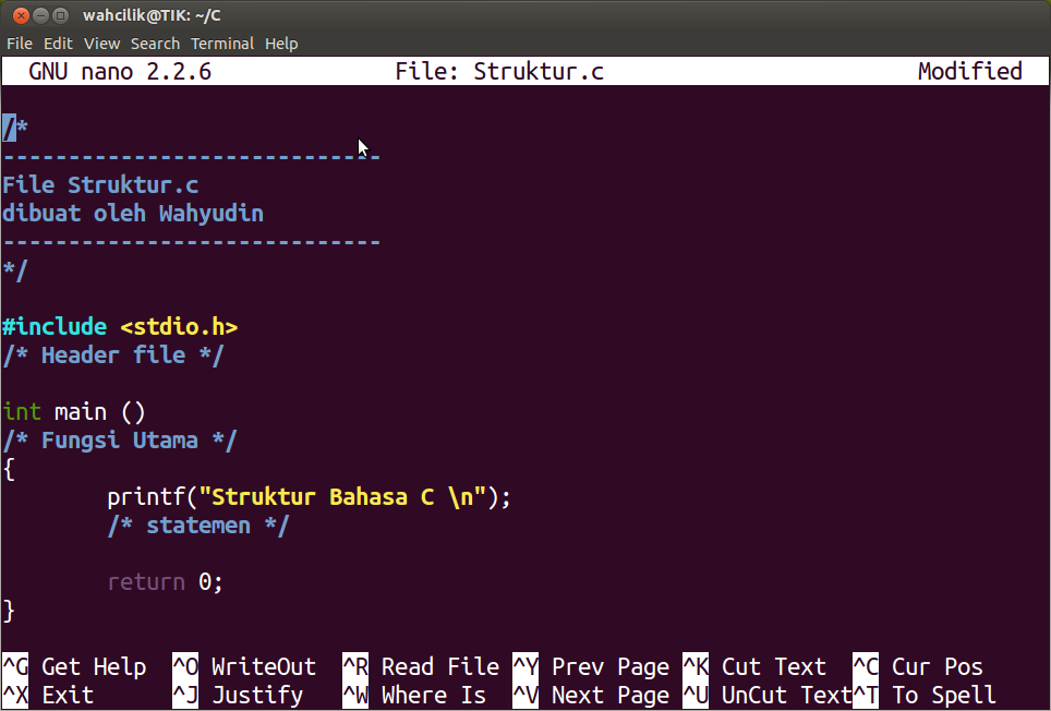Struktur Pemrograman Bahasa C - Wahyudin