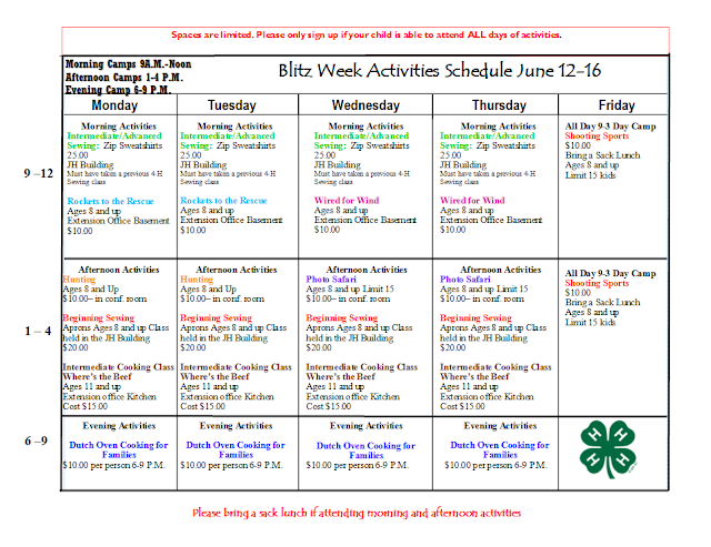 Bonneville County 4-H: BLITZ WEEK JUNE 12-16