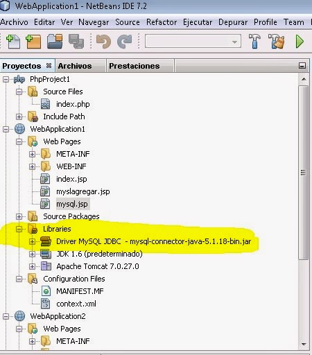 instalación de netbeans: Conexión de JSP con MYSQL