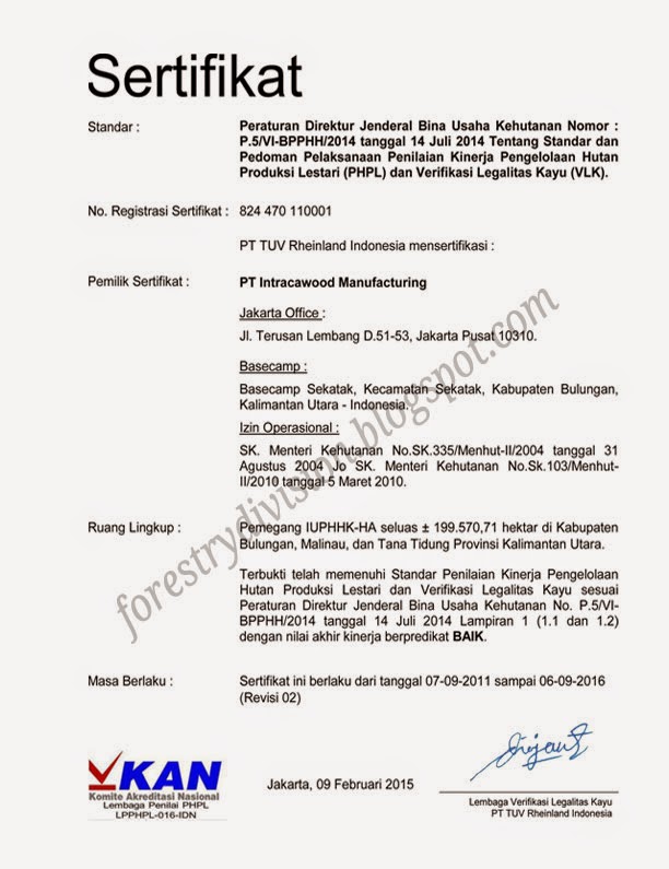PT. INTRACAWOOD MANUFACTURING: SERTIFIKAT PHAPL PT.INTRACAWOOD ...