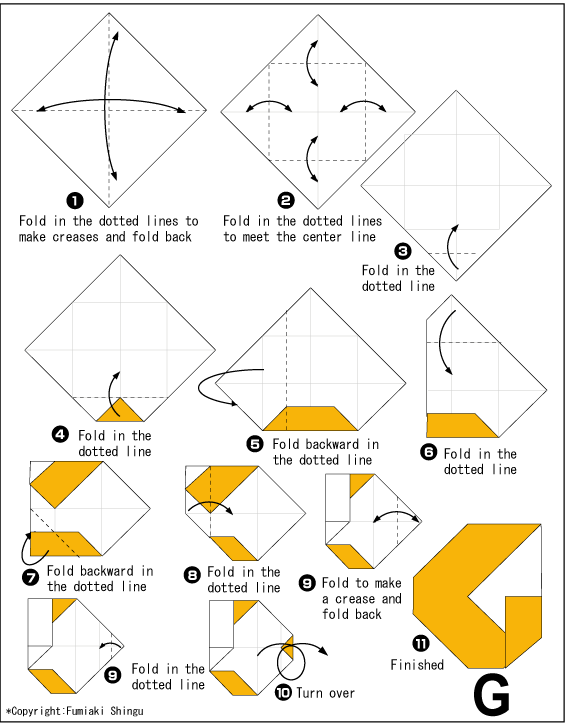Alphabet G - Easy Origami instructions For Kids