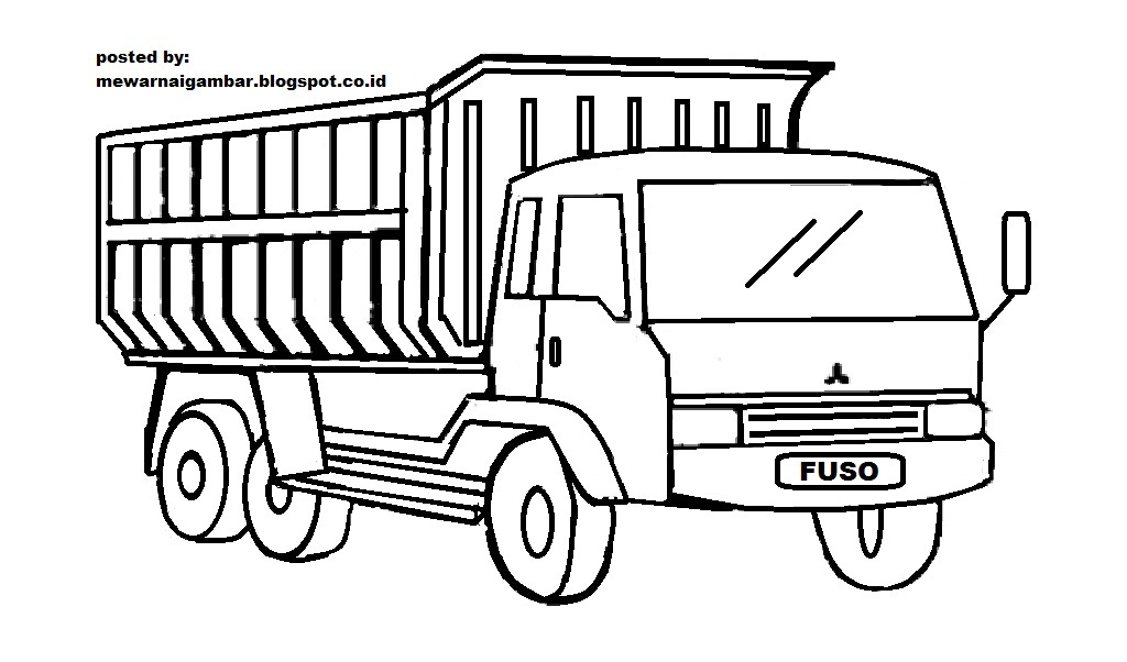 Mewarnai Gambar: Mewarnai Gambar Sketsa Transportasi Mobil Truk 1