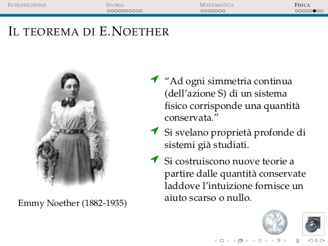 L' analisi matematica e le sue applicazioni.: TEOREMA DI EMMY NOETHER