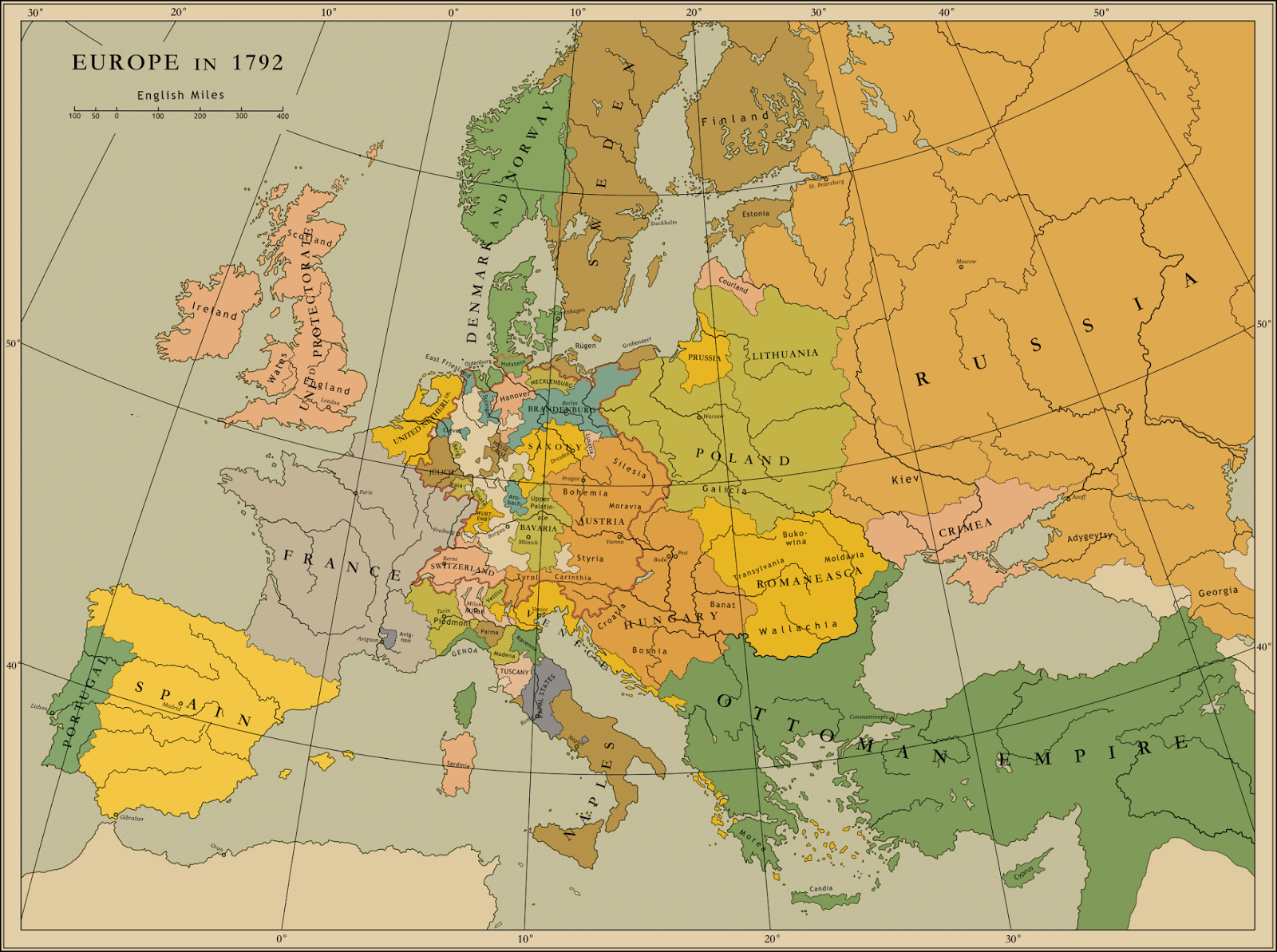 Alternate History Weekly Update: Map Monday: Europe in 1792 by Rebecca ...