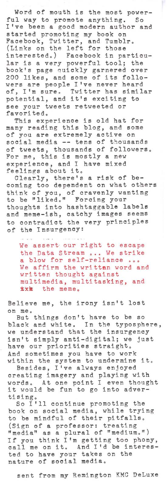 #typewriter: Reflections on social media/ /THE TYPEWRITER REVOLUTION