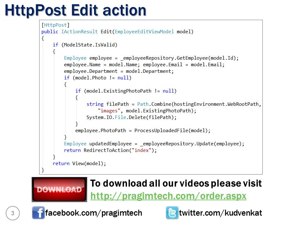 Sql Server Net And C Video Tutorial Post Edit Action In Core Mvc Slides