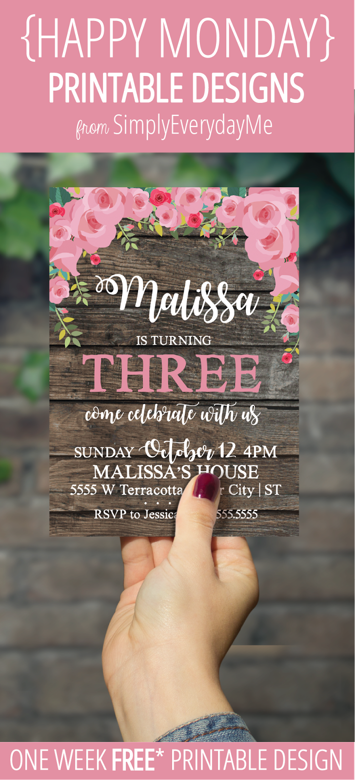 SimplyEverydayMe: {HAPPY MONDAY}... Rustic Flower Invitation...