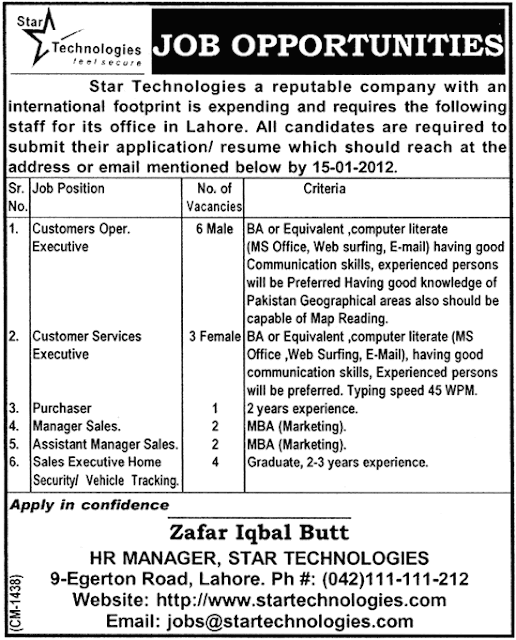Star Technologies Lahore Jobs Opportunities - PK Jobs Opportunities
