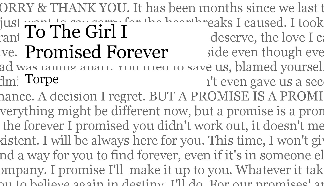 Literary: To The Girl I Promised Forever | Ang Aninag Online