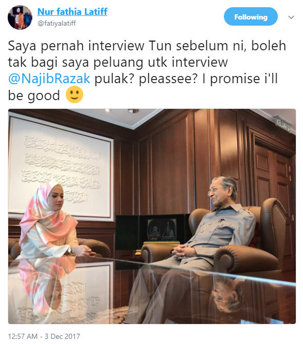 Fathia Janji "Baik-Baik" Untuk Interview Najib Razak