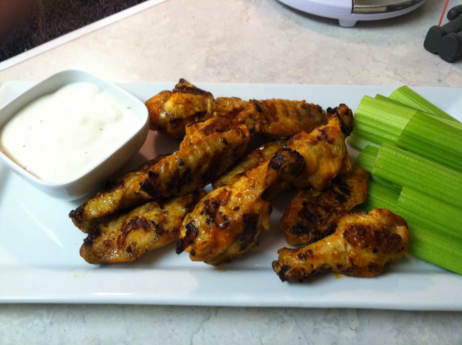 Nosh your head to this!: Char-buffed chicken wings