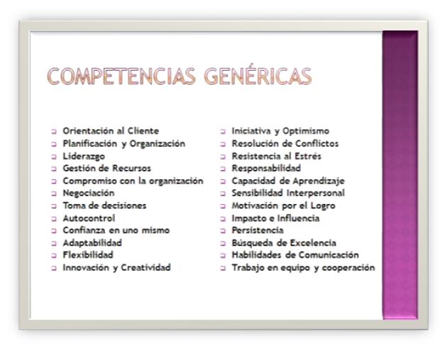 Formación y empleabilidad: Gestión por competencias: Competencias genéricas