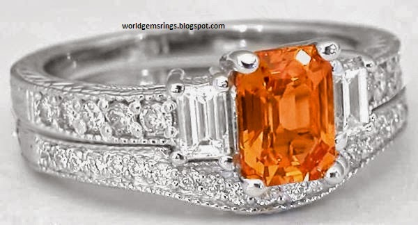 Engagement Ring : Orange Sapphire Engagement Wedding Rings 58