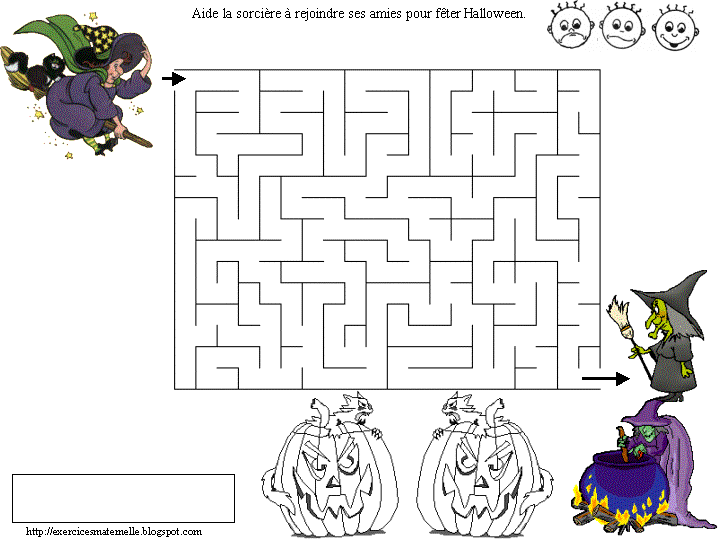 Maternelle: Labyrinthe d'Halloween avec des sorcières