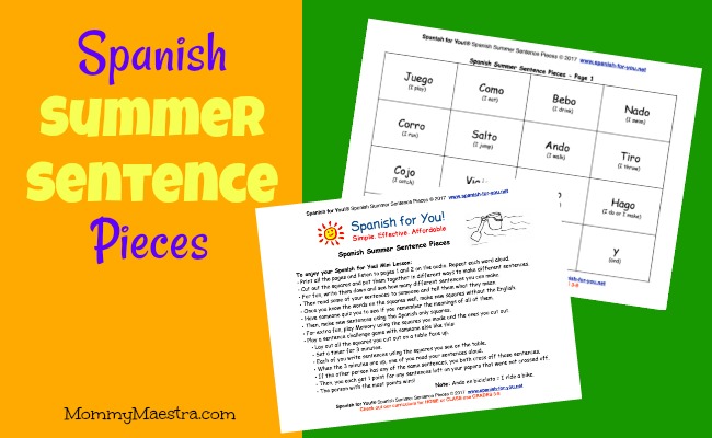 Mommy Maestra: Free Download: Spanish Summer Sentence Pieces