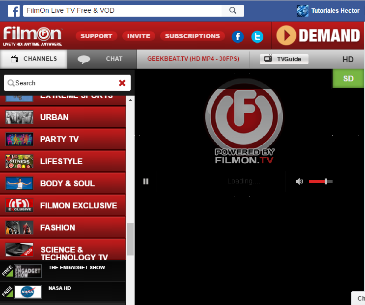 Como ver la TV desde Facebook con FilmOnlineTV | Tutoshector