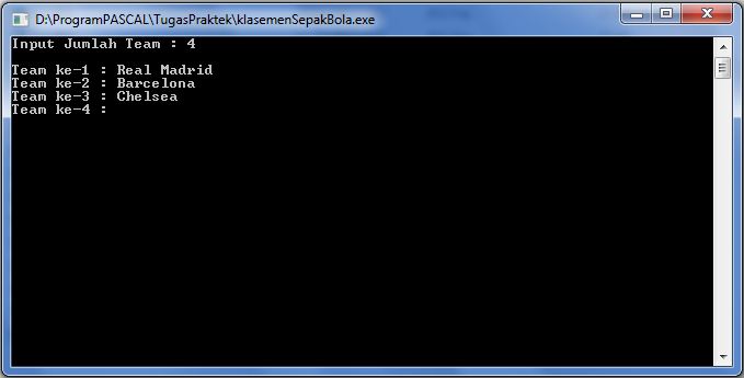 Membuat Contoh Program Klasemen Sepak Bola dengan PASCAL