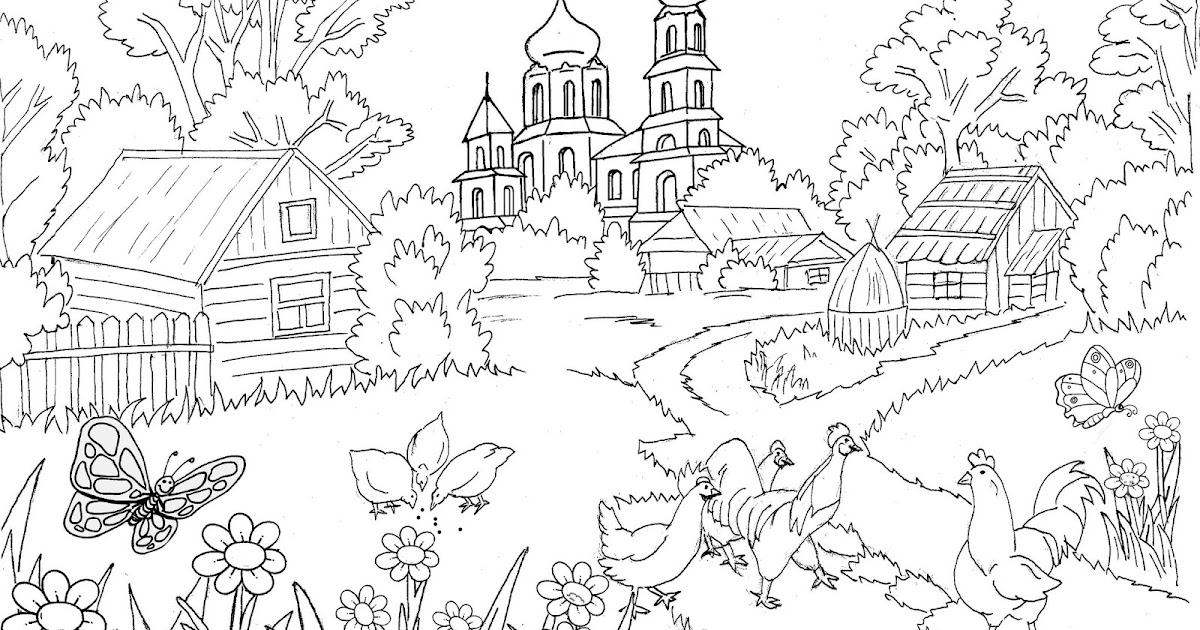 Mewarnai Gambar Mewarna Pemandangan Kampung Learn To Color The Best - Riset