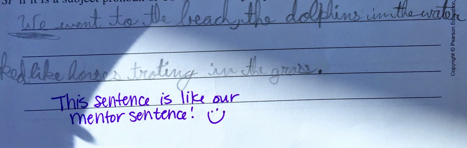 From The Hive: writing with the big kids- using mentor sentences