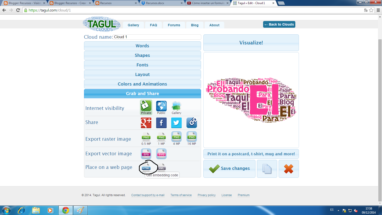 Recursos: Como crear una nube de tags (Tagul)
