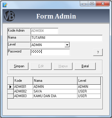 Cara Membuat Form Admin / Kasir VB 6.0 | Tutorial VB