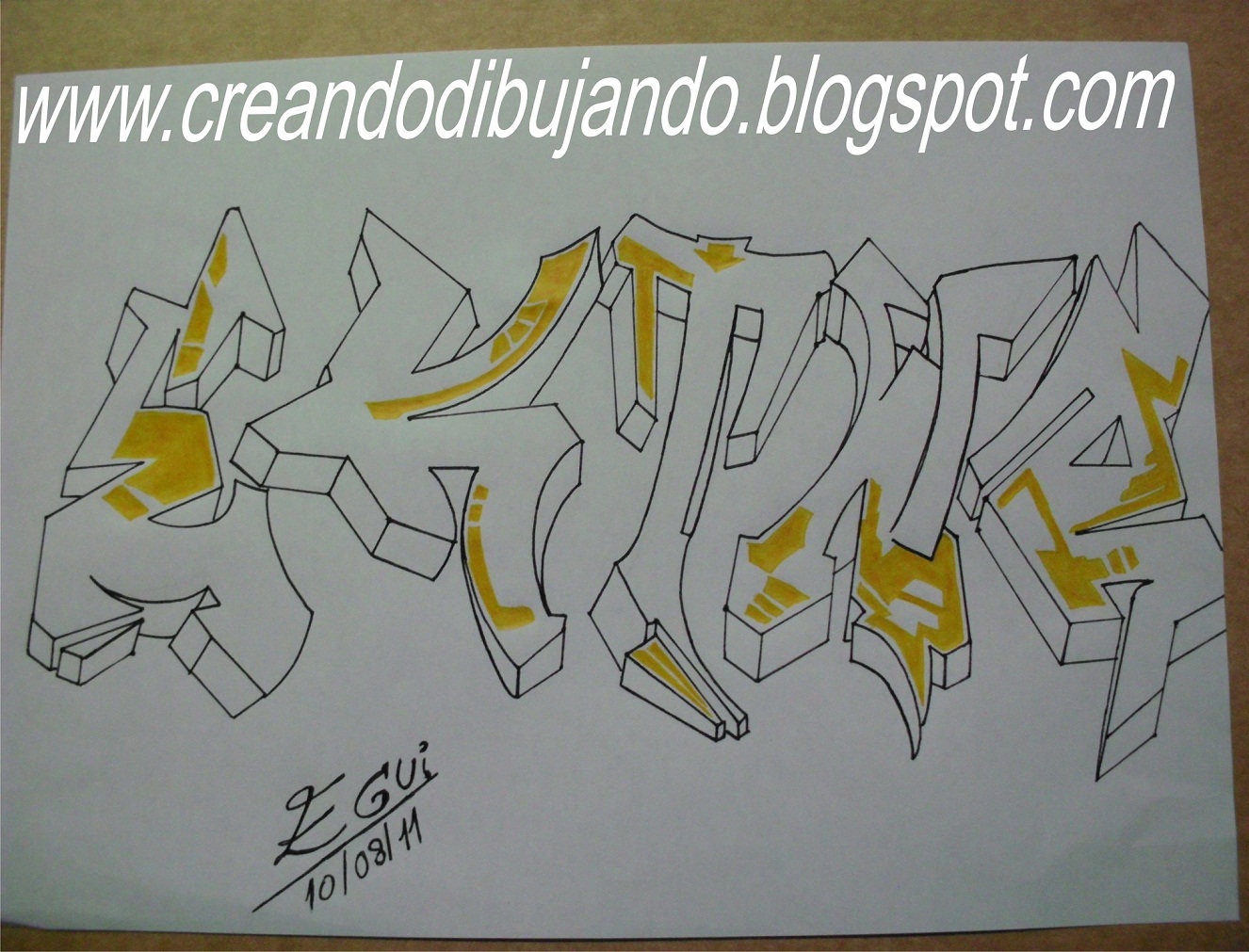 CREANDO & DIBUJANDO: NOMBRE EN LETRA INICIAL GRAFFITI: EKTWR - HECTOR