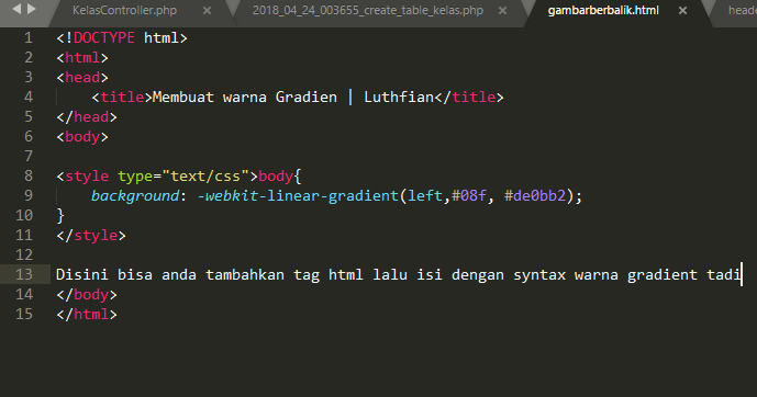 Membuat warna Gradient dengan -webkit CSS - Jejak Mountain