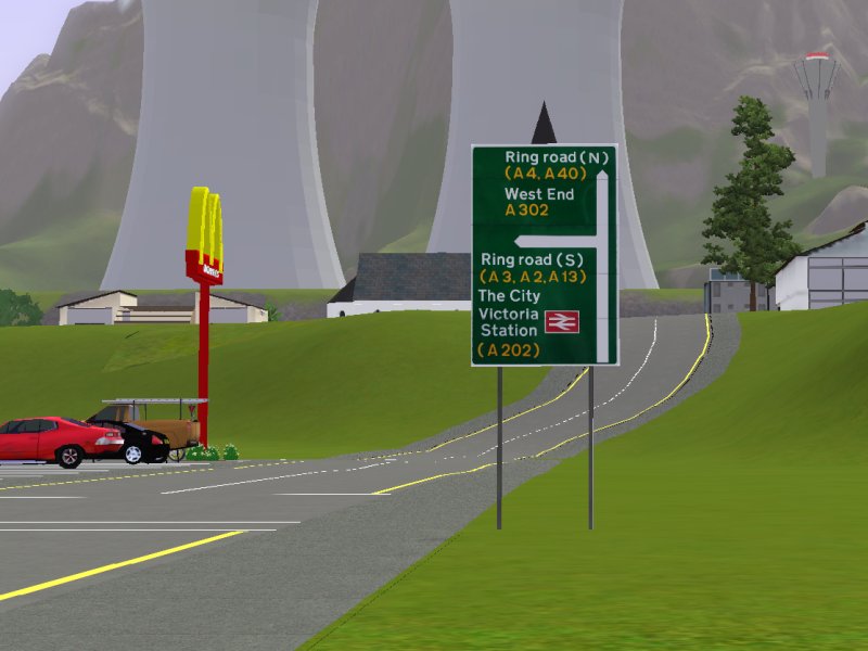 Simming in Magnificent Style: London Ring road traffic sign for CAW