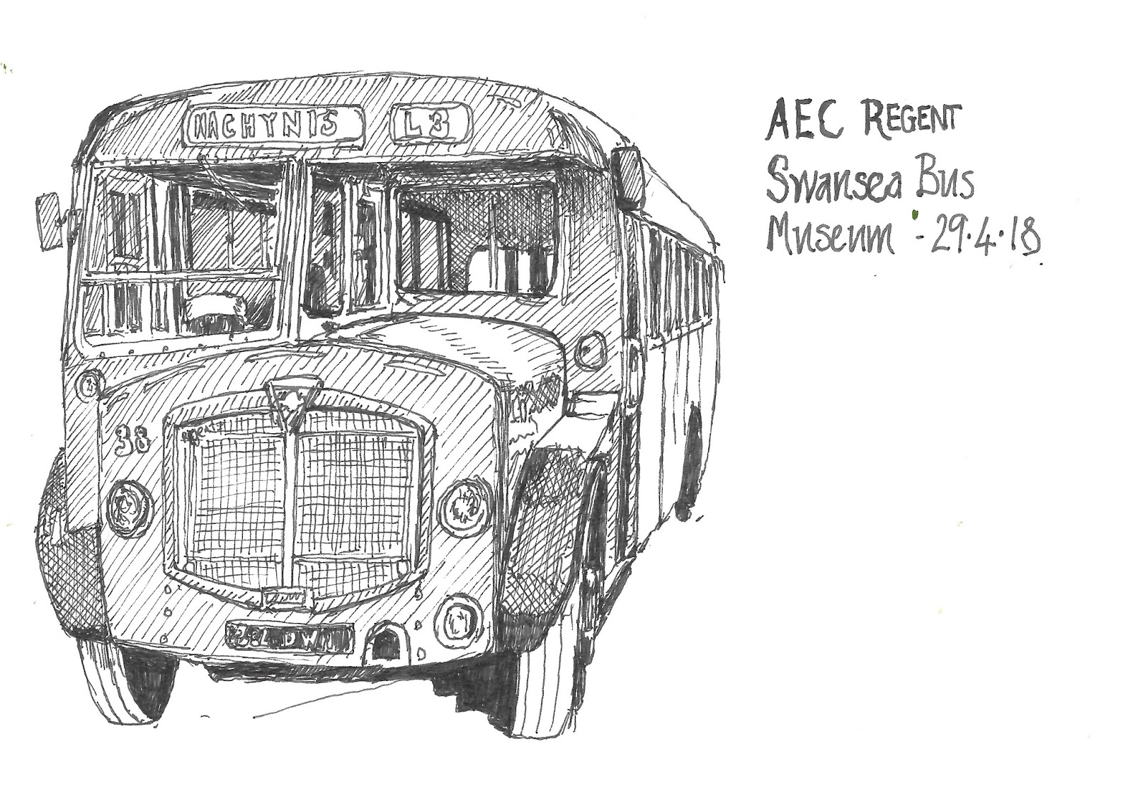 South Wales Urban Sketcher: One Sketch #35) AEC Regent Bus Swansea Bus ...