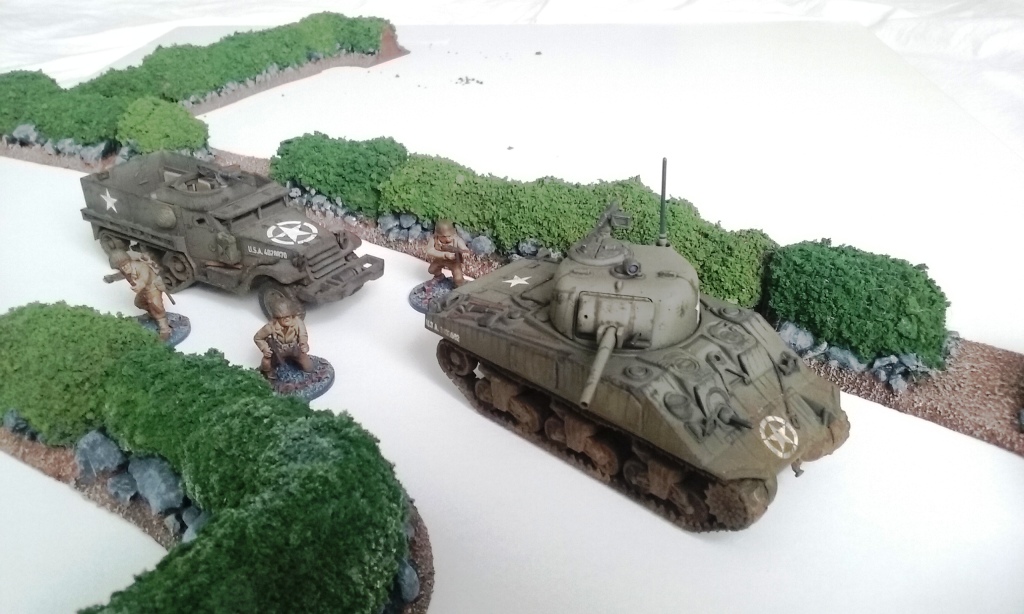 WrocWar: Bolt Action: M4 Sherman 75mm & M3 Halftrack in bocage.