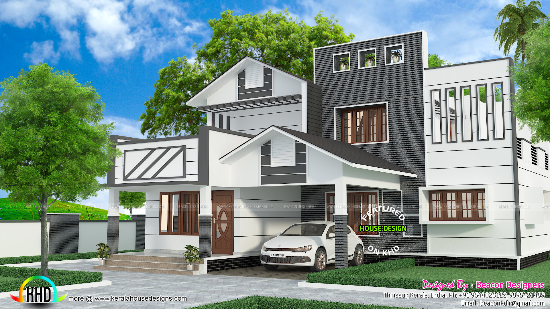 1714 sq-ft modern mixed roof villa - Maison simple de conception