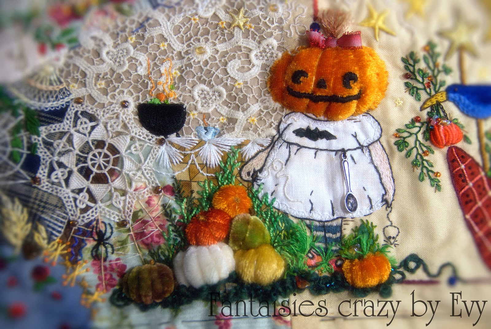 Fantaisies Crazy by Evy: Halloween crazy quilting
