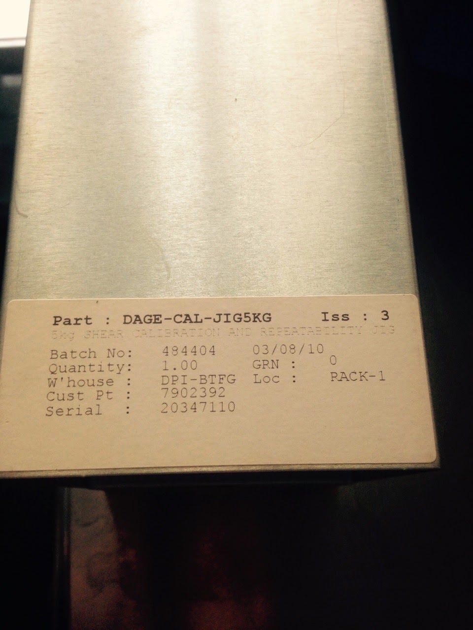 Semiconductor Equipment: Dage 4000 Calibration Jig, Kit & Weight, Work ...