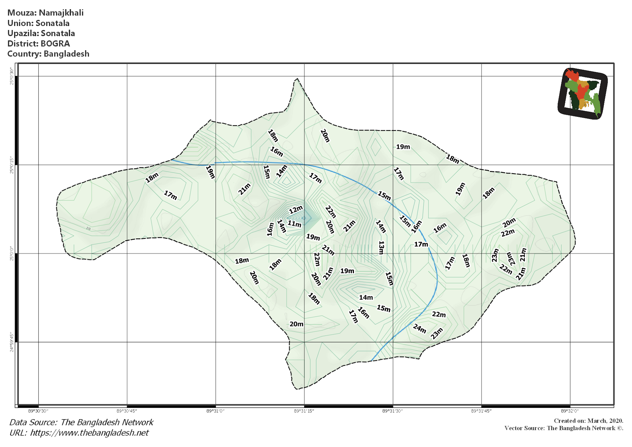 Map of Namajkhali Mouza, Sonatala, Bogra