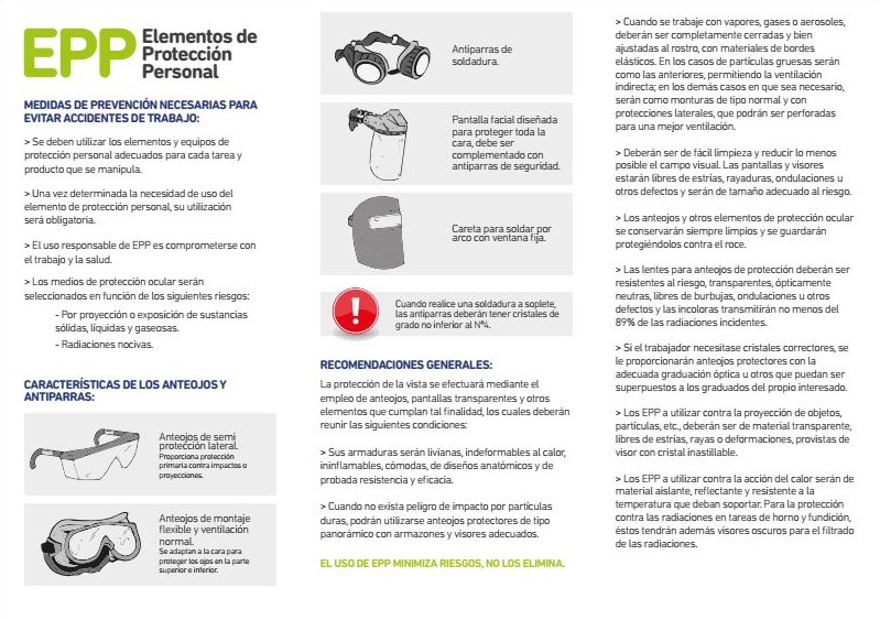 Triptico elementos de protección personal - protección facial