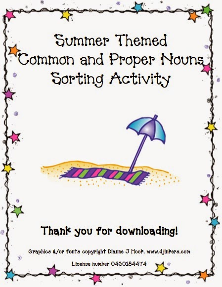 Beach Bum Literacy Chick: Summer Common and Proper Nouns - Sorting ...