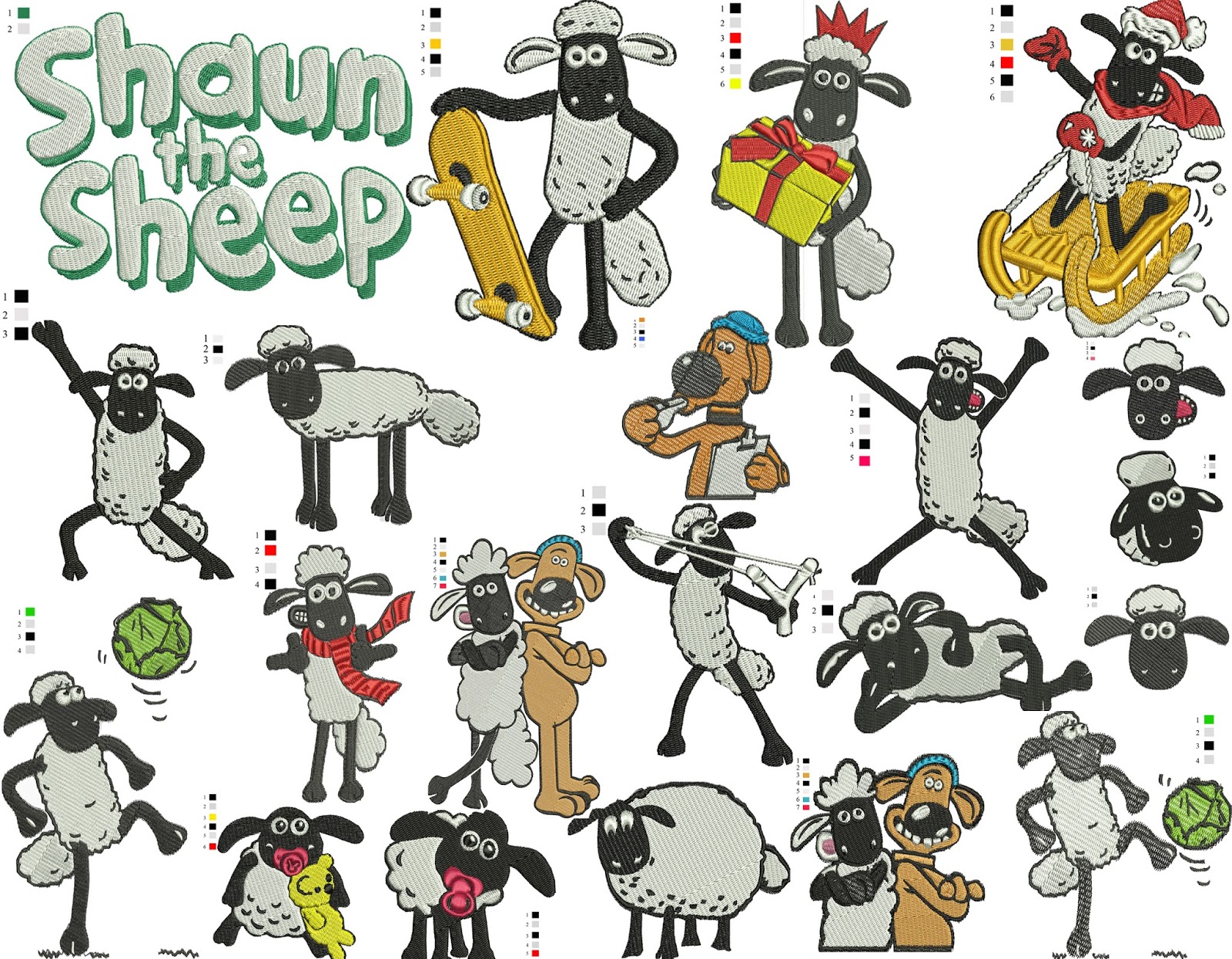 Embroidery designs: shaun the sheep designs - more than 20 designs