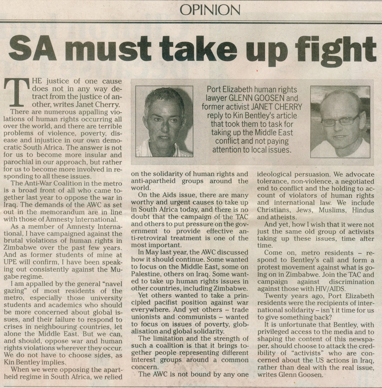 Kin Bentley In Line: Janet Cherry, Glen Goosen, Bernice Wright, Robert ...