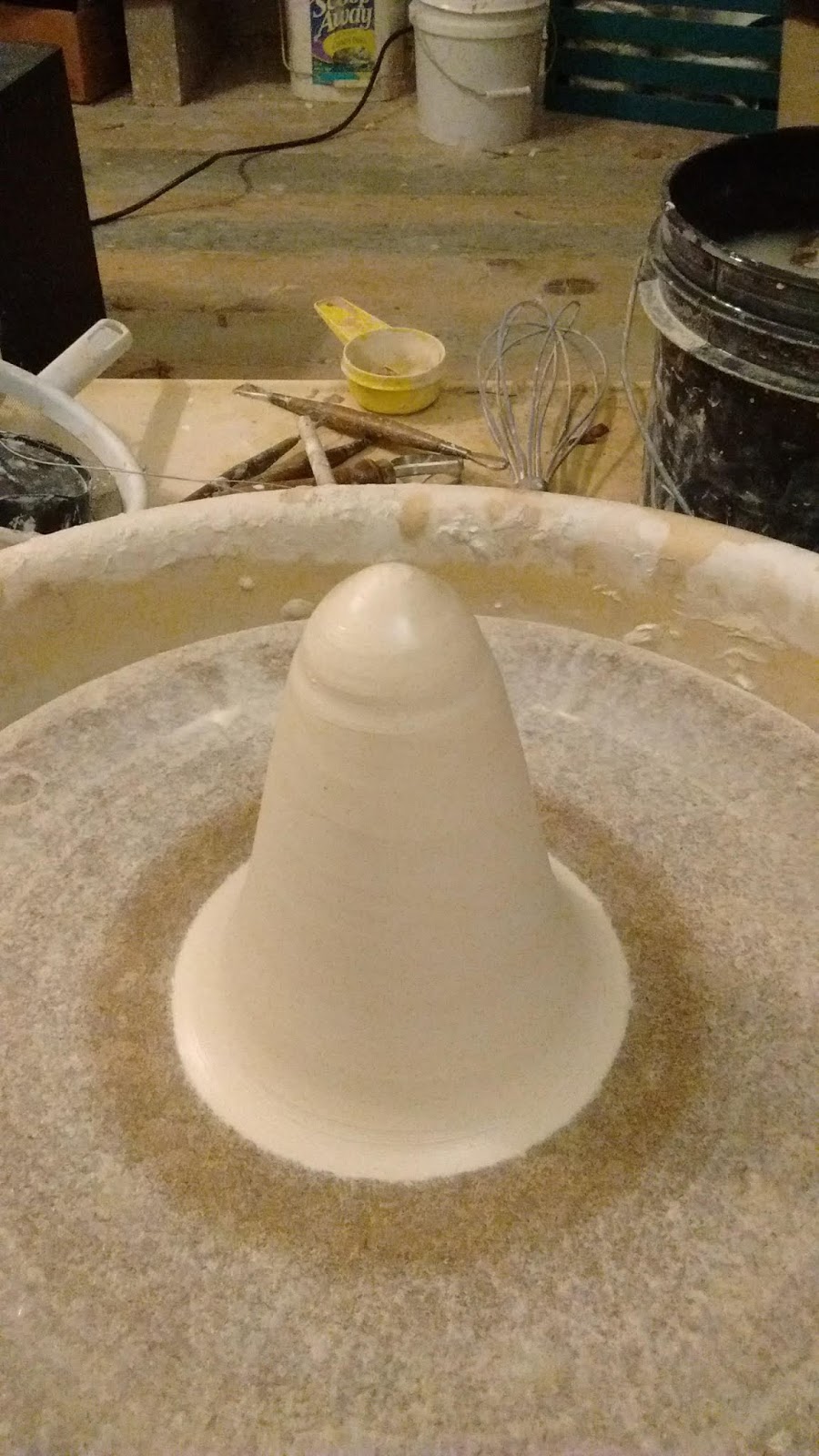 Fine Mess Pottery: Trimming Hack: Throw a Wet Clay Chuck