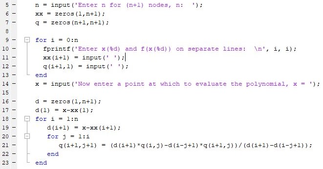 Neville interpolation using MATLAB - MATLAB Programming Neville interpolation using MATLAB - MATLAB Programming