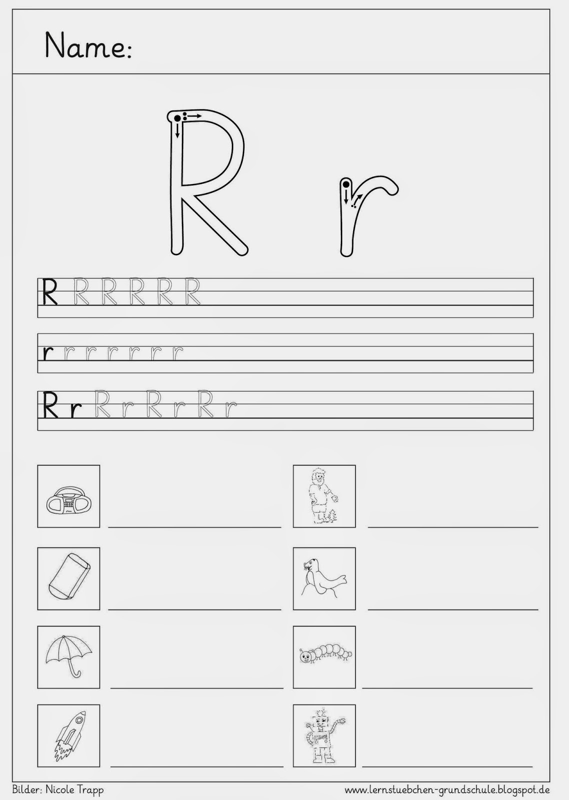 Lernstübchen: Schreibblätter rund ums R - r