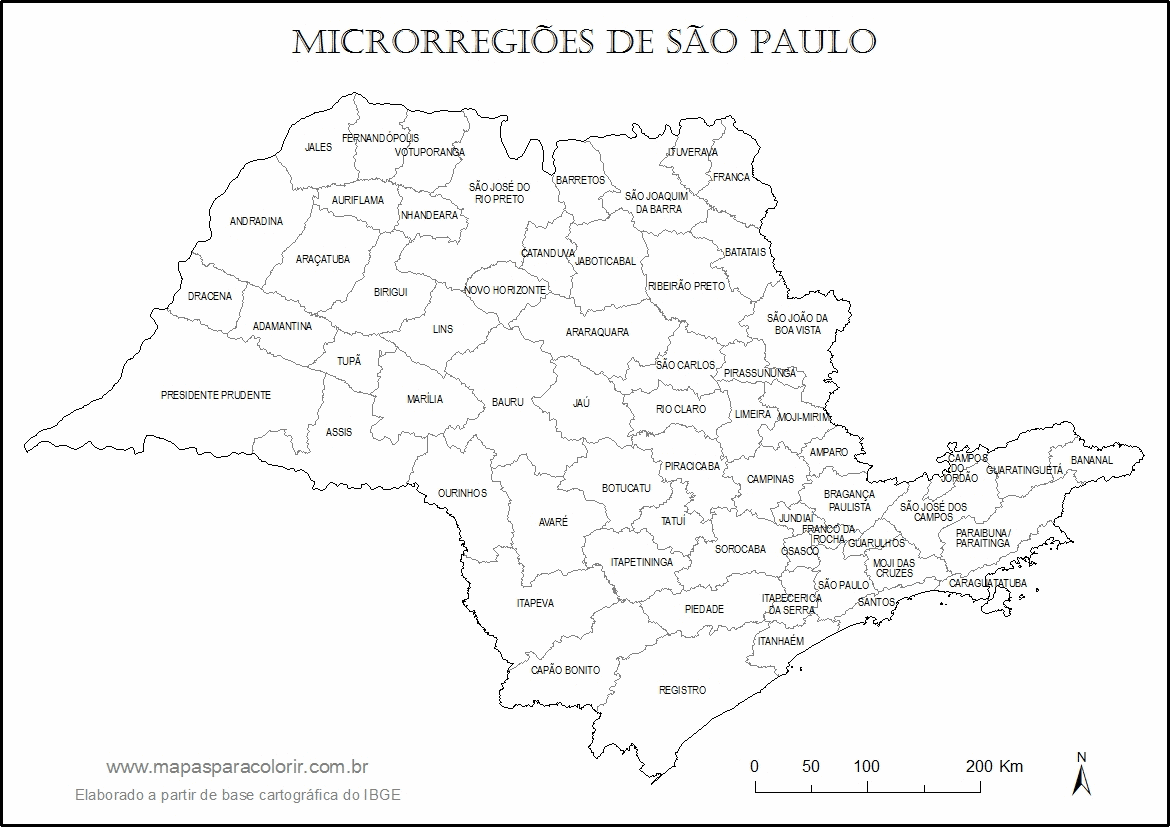 Mapa Mundi: Mapa de São Paulo para Trabalhos e Tarefas Escolares