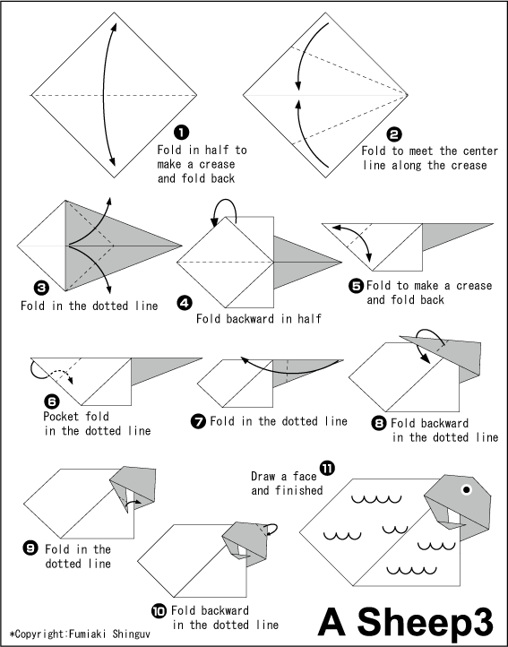 Sheep 3 - Easy Origami instructions For Kids