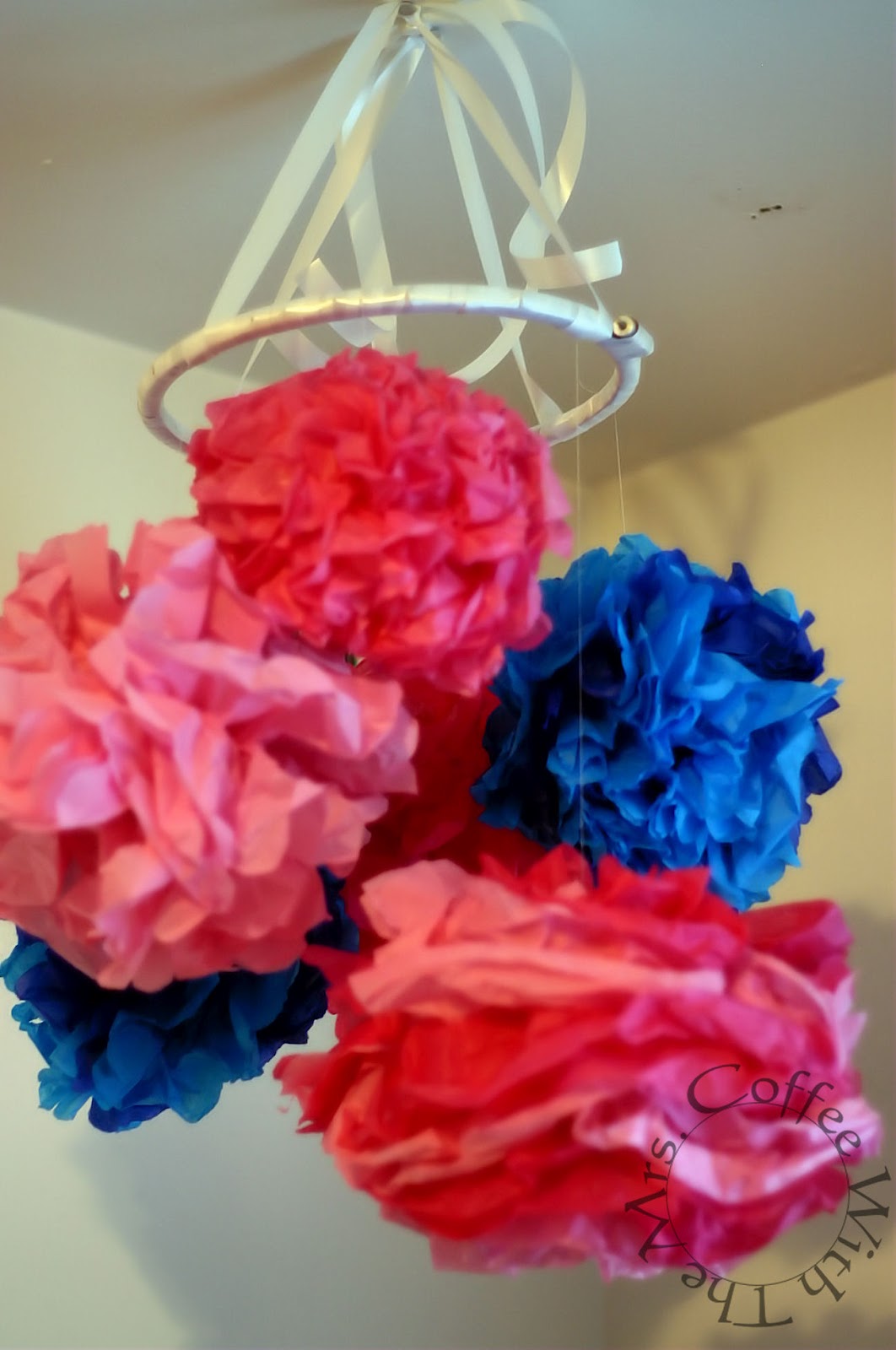 DIY Tissue Paper Pom~Pom Mobile! {tutorial} | Amy Clary