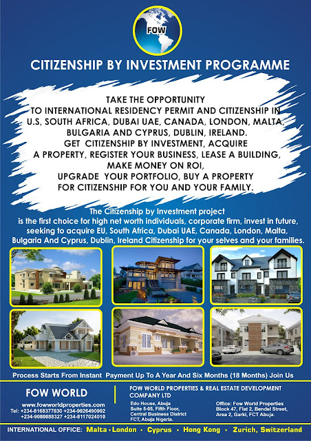 FOW WORLD PROPERTIES LTD, CITIZENSHIP BY INVESTMENT PROGRAMME - FOW 24 NEWS