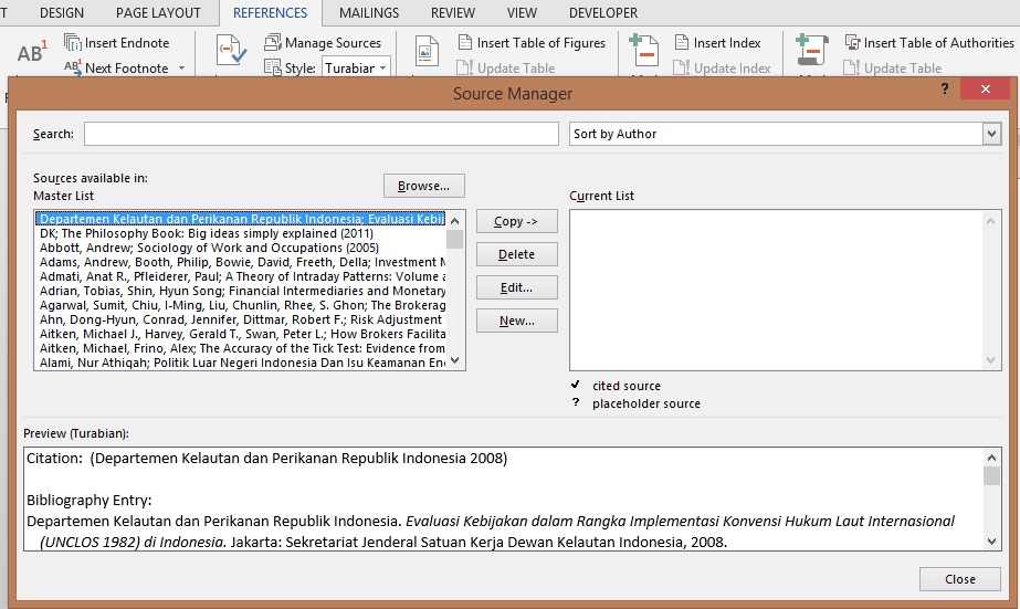 Citasi (2) : Penggunaan Menu References Pada Microsoft Word 2007