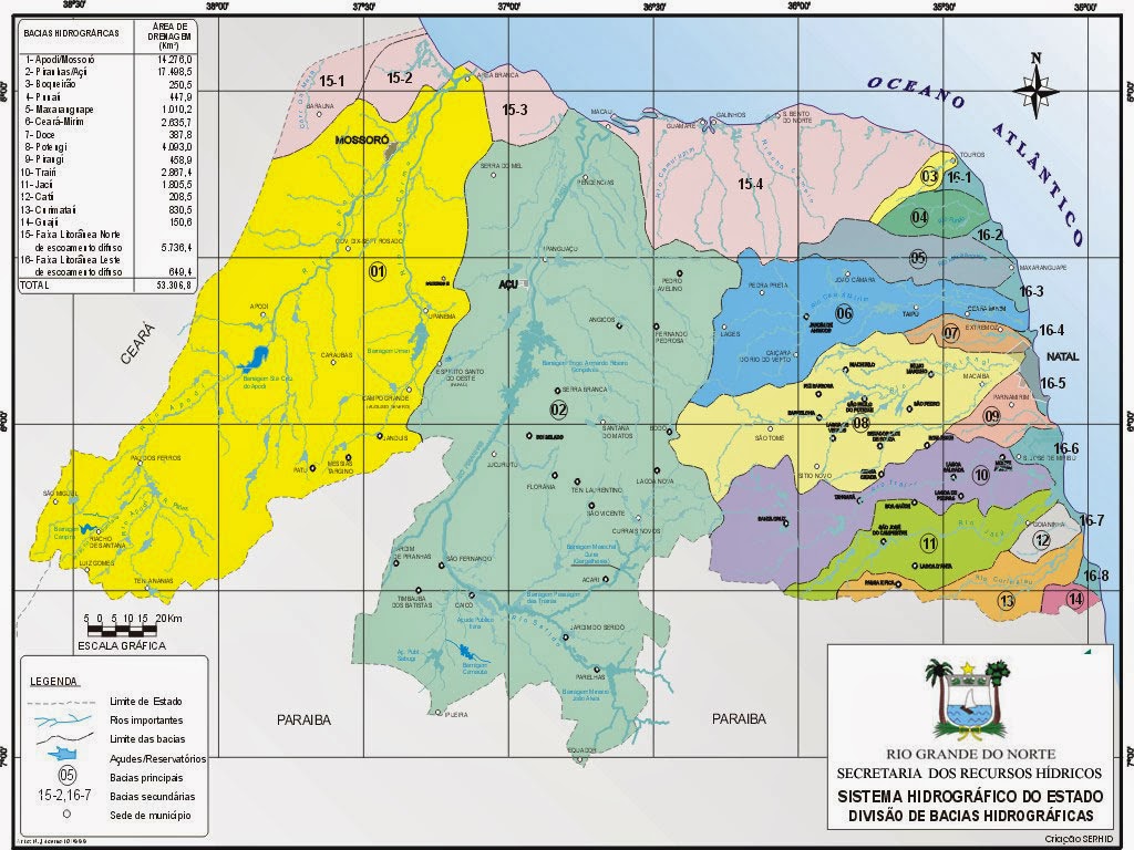 MAPA HIDROGRAFICO DO RN | Blog do 7 ano B Adelino dantas
