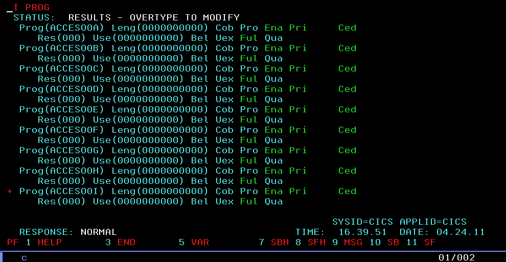Usando CICS: transacción CEMT. - Consultorio Cobol