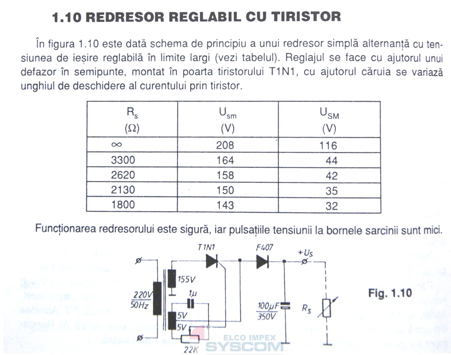 Syscom Elco: Redresor reglabil cu tiristor