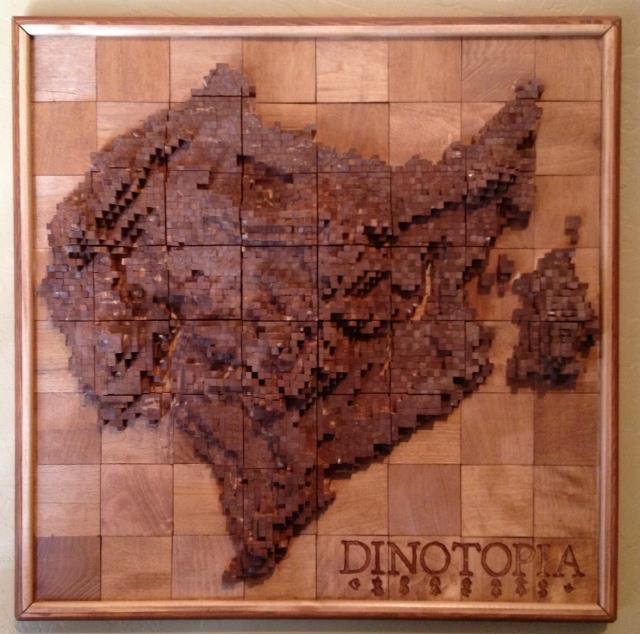 Gurney Journey: Dinotopia map in 4,000 wood dowels